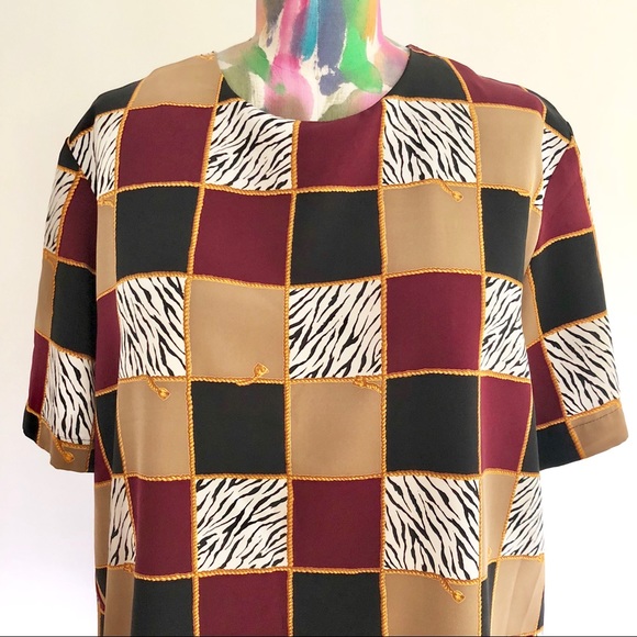 Vintage | Tops | Vintage 8s Zebra Checker Top | Poshmark